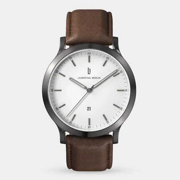 Lilienthal Berlin Huxley Watch With Leather Strap - White