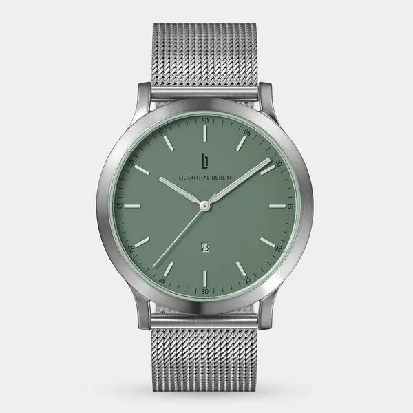 Lilienthal Berlin Huxley Silver Sage Mesh Watch - Green