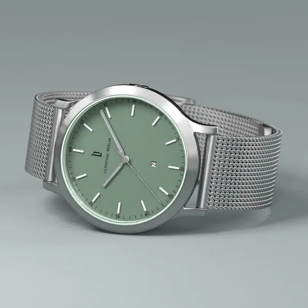 Lilienthal Berlin Huxley Silver Sage Mesh Watch - Green