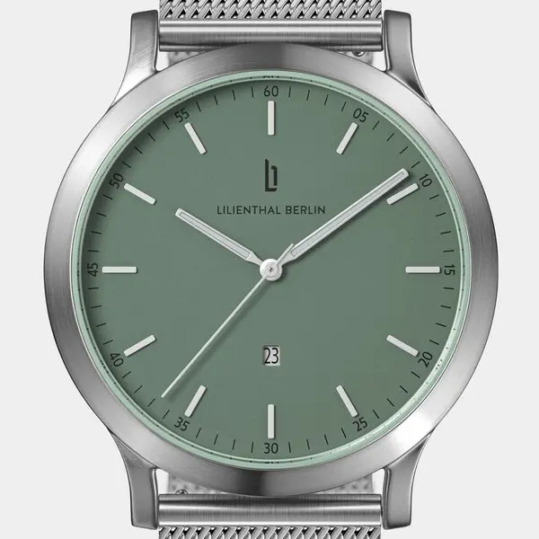 Lilienthal Berlin Huxley Silver Sage Mesh Watch - Green