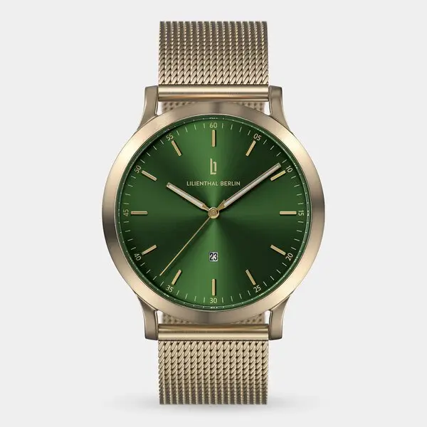 Lilienthal Berlin Huxley Gold Mesh Watch - Green