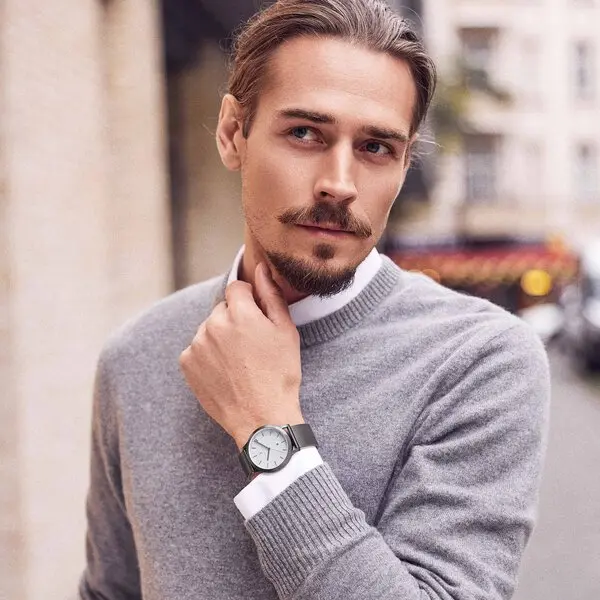 Lilienthal Berlin Huxley Dark Silver Mesh Watch - White