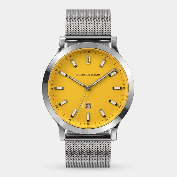 Lilienthal Berlin Huxley Ii Quartz Watch With Mesh Strap - Yellow