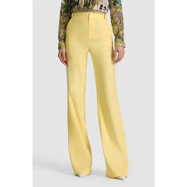 Alice + Olivia Lula Linen Blend Flare Leg Pants - Butter