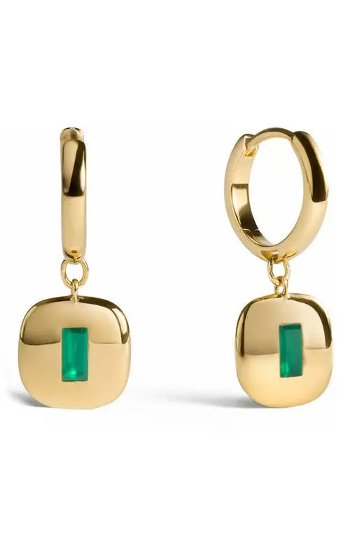 Monica Vinader Small Gemdrop Hoop Earrings - 18k Gold Vermeil/green Onyx