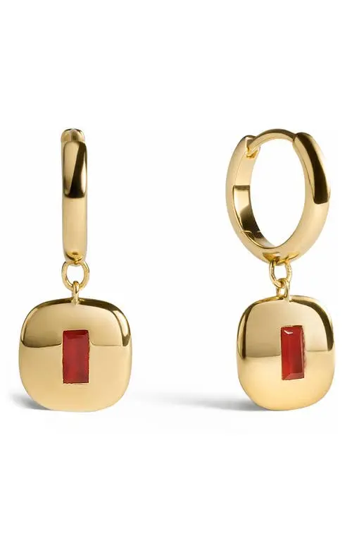 Monica Vinader Small Gemdrop Hoop Earrings - 18k Gold Vermeil/red Onyx