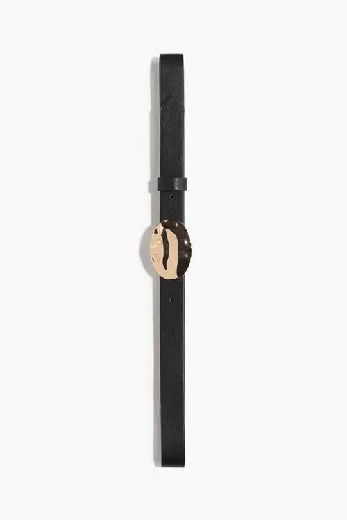 H&m Belt With Hammered Metal Buckle - Black