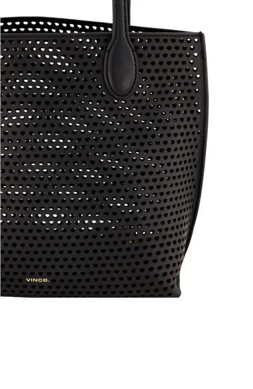 Vince Small Athene Perforated Nappa Leather Tote - Black