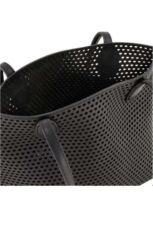 Vince Small Athene Perforated Nappa Leather Tote - Black