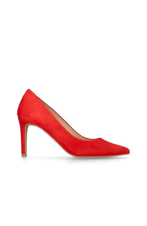 MASCARO Suede Pointed Toe High Heel Pumps - Bright Red