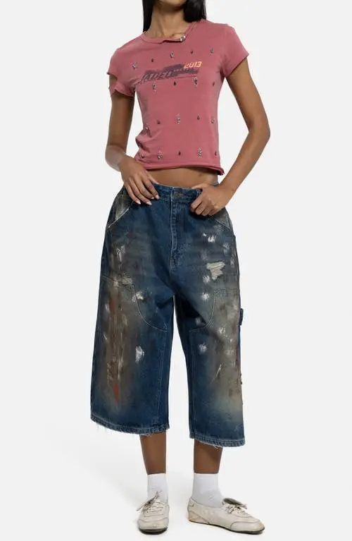 JADED LONDON Painted Colossus Crop Wide Leg Jeans