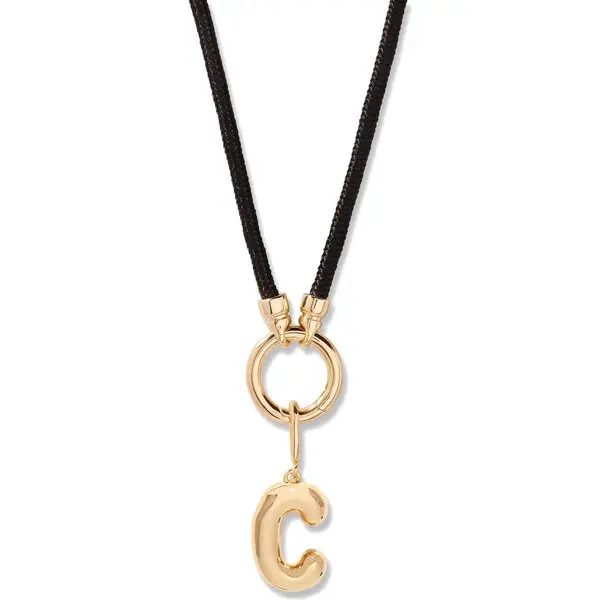 BROOK & YORK Kai Initial Charm Necklace - Gold/black C