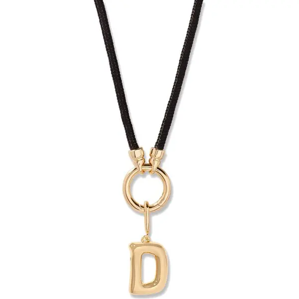 BROOK & YORK Kai Initial Charm Necklace - Gold/black D