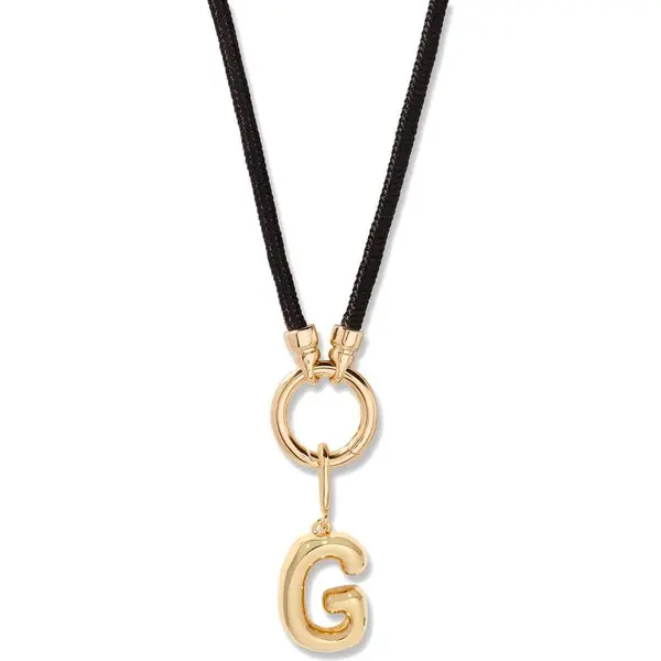 BROOK & YORK Kai Initial Charm Necklace - Gold/black G
