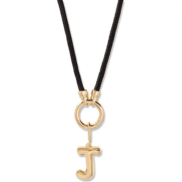 BROOK & YORK Kai Initial Charm Necklace - Gold/black J