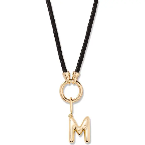 BROOK & YORK Kai Initial Charm Necklace - Gold/black M