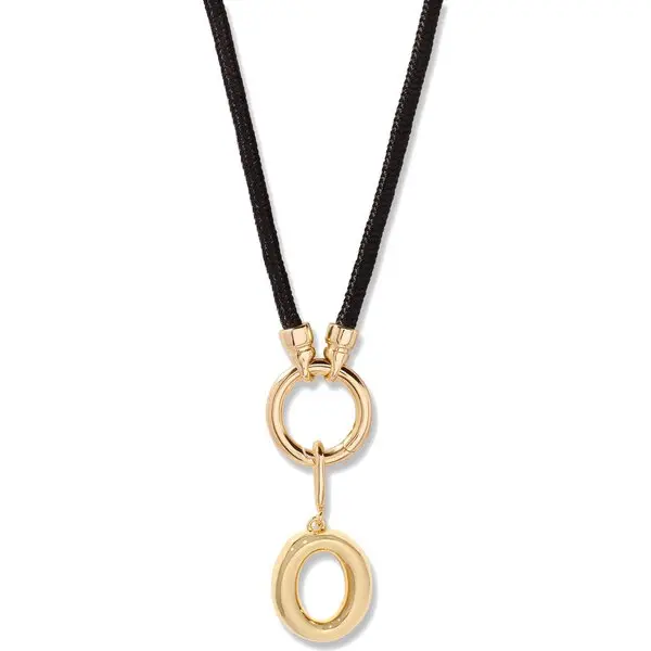 BROOK & YORK Kai Initial Charm Necklace - Gold/black O