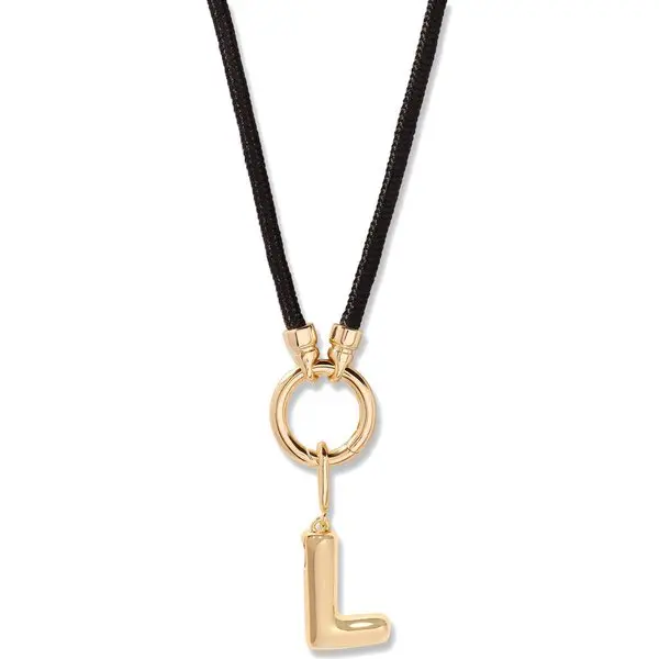 BROOK & YORK Kai Initial Charm Necklace - Gold/blackl