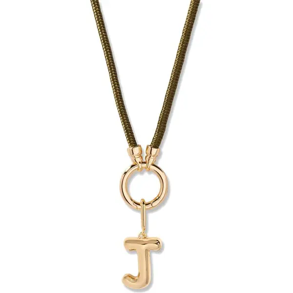 BROOK & YORK Kai Initial Charm Necklace - Gold/olive J
