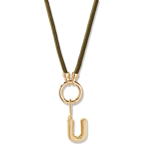 BROOK & YORK Kai Initial Charm Necklace - Gold/olive U