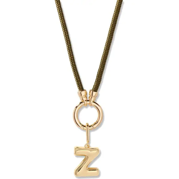 BROOK & YORK Kai Initial Charm Necklace - Gold/olive Z
