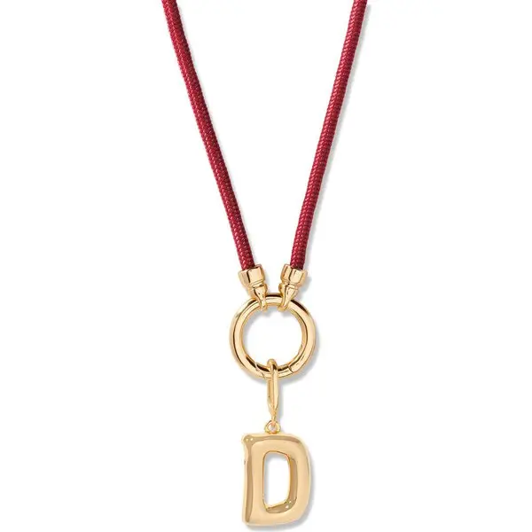 BROOK & YORK Kai Initial Charm Necklace - Gold/purple D