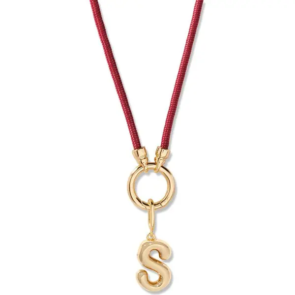 BROOK & YORK Kai Initial Charm Necklace - Gold/purple S