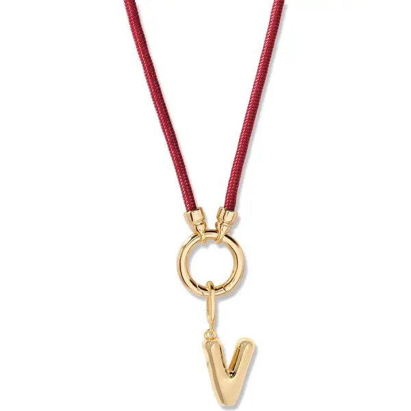 BROOK & YORK Kai Initial Charm Necklace - Gold/purple V