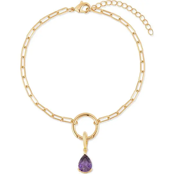BROOK & YORK Colette Mini Teardrop Birthstone Bracelet - Gold/february