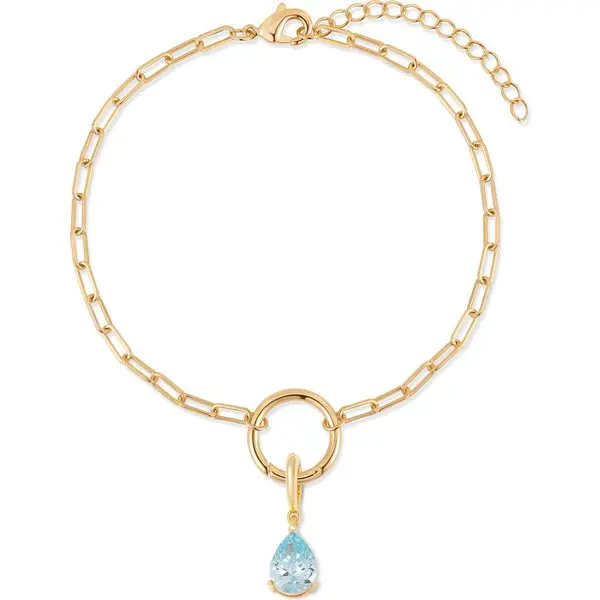 BROOK & YORK Colette Mini Teardrop Birthstone Bracelet - Gold/march