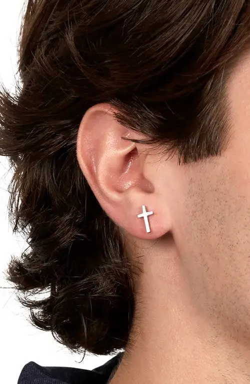 BROOK & YORK Stainless Steel Cross Stud Earrings