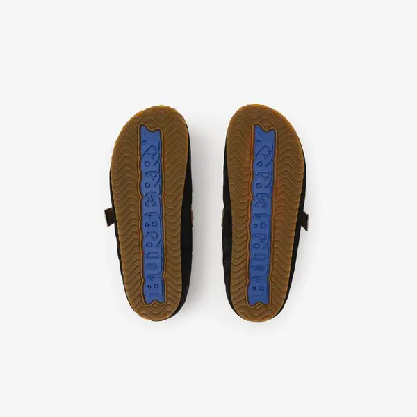 Burberry Check Shearling Urchin Clogs - Black