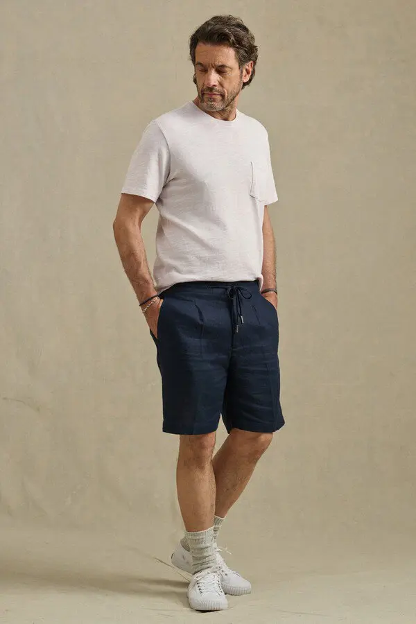 Velvet By Graham & Spencer Damien Linen Short - Navy