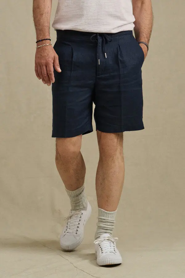 Velvet By Graham & Spencer Damien Linen Short - Navy