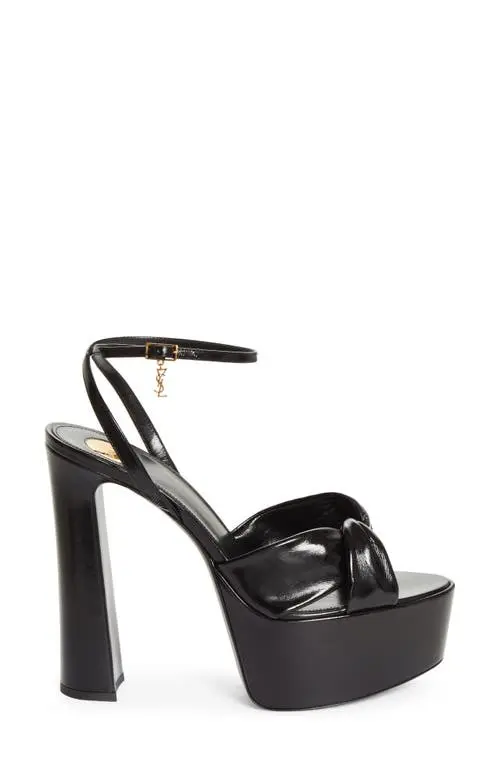 Saint Laurent Franciane Ankle Strap Platform Sandal - Noir