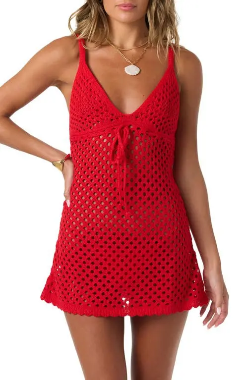O'Neill Zoey Sheer Cotton Cover-up Mini Sundress - Lifeguard Red