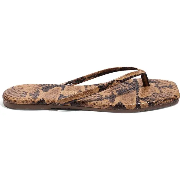 Tkees Snake-embossed Square Toe Flip Flop - Coco Snake