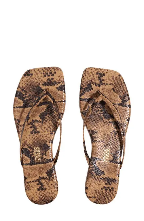 Tkees Snake-embossed Square Toe Flip Flop - Coco Snake