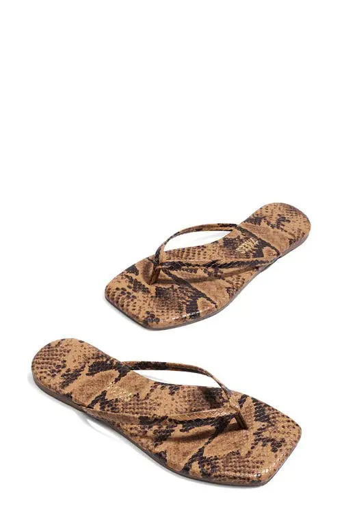 Tkees Snake-embossed Square Toe Flip Flop - Coco Snake