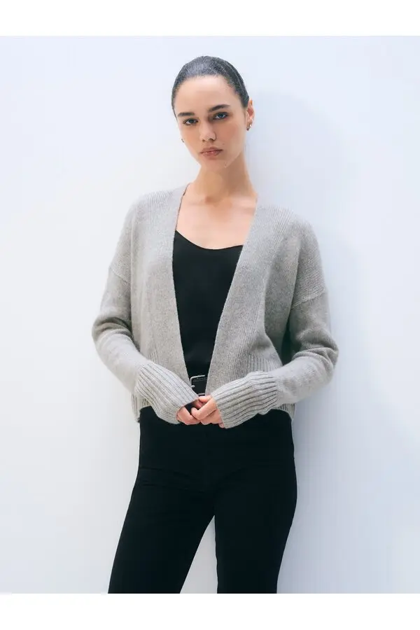 WHITE & WARREN Cashmere Open Front Cardigan | Heather - Grey