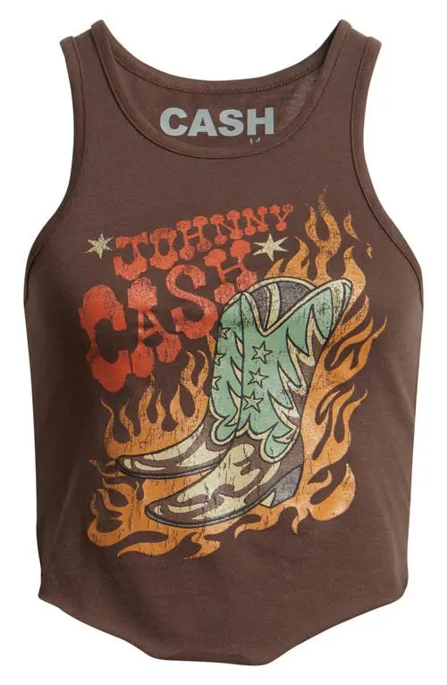 MERCH TRAFFIC Johnny Cash Graphic Cropped Tank