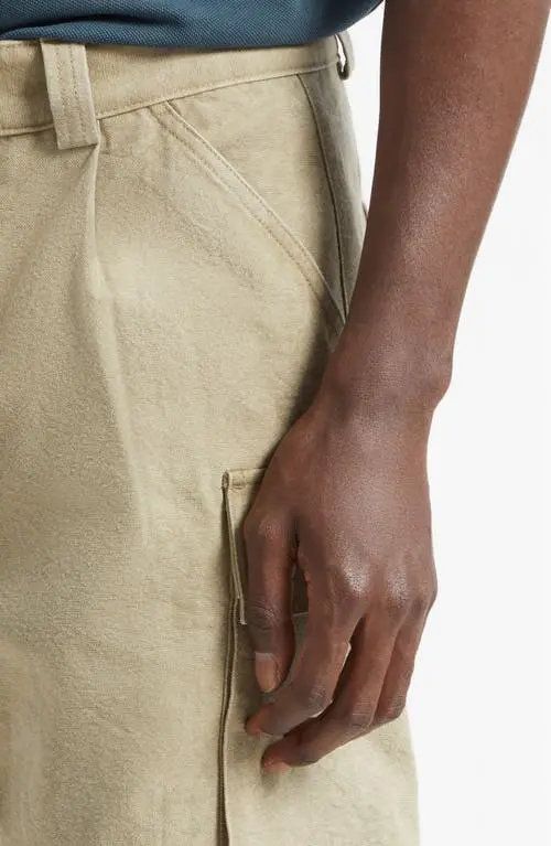 NOAH Pleated Cargo Shorts In Washed Cotton Canvas