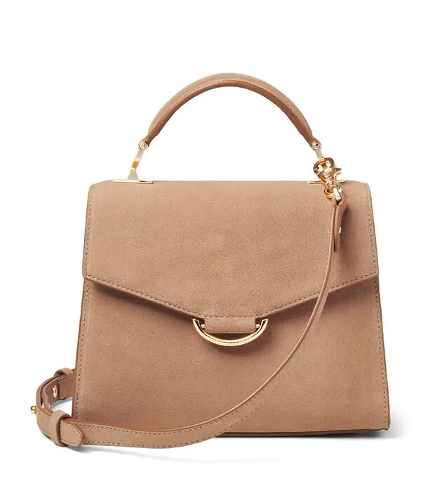 ASPINAL OF LONDON Midi Suede Mayfair 3 Top-handle Bag - Brown