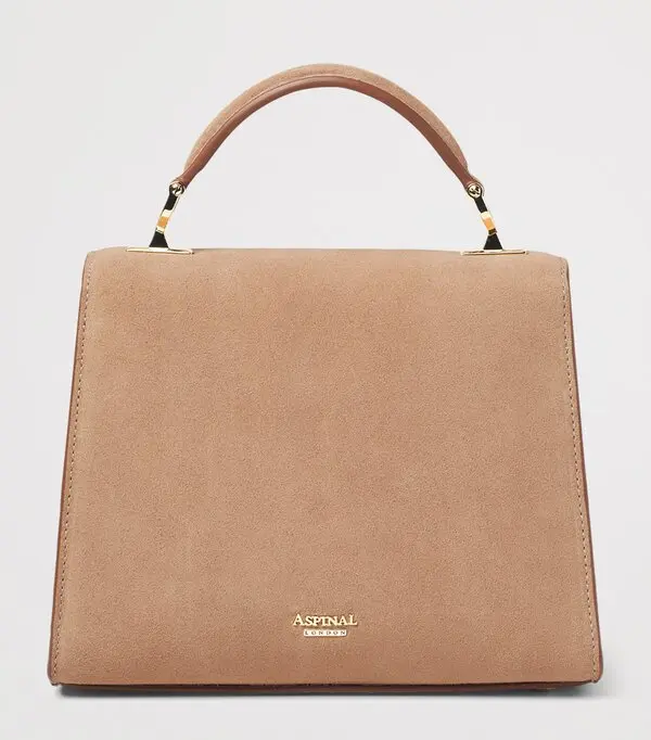 ASPINAL OF LONDON Midi Suede Mayfair 3 Top-handle Bag - Brown