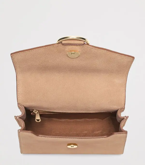 ASPINAL OF LONDON Midi Suede Mayfair 3 Top-handle Bag - Brown