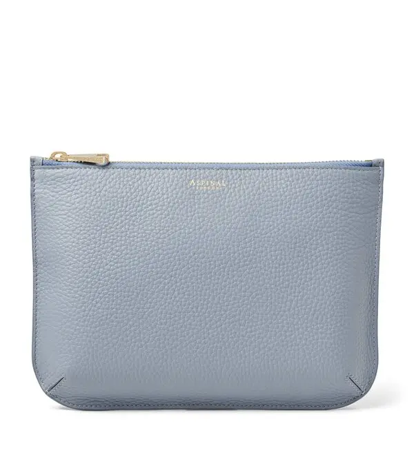 ASPINAL OF LONDON Large Leather Ella Pouch - Blue