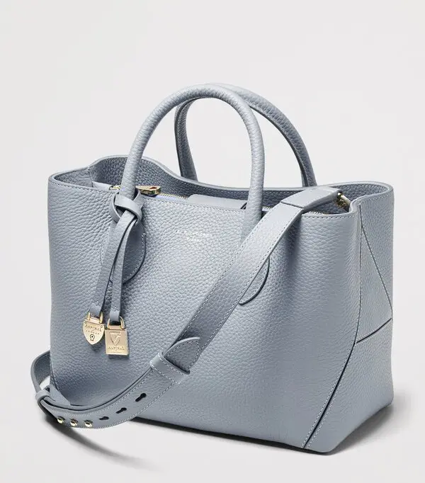 ASPINAL OF LONDON Midi Leather London Tote Bag - Blue