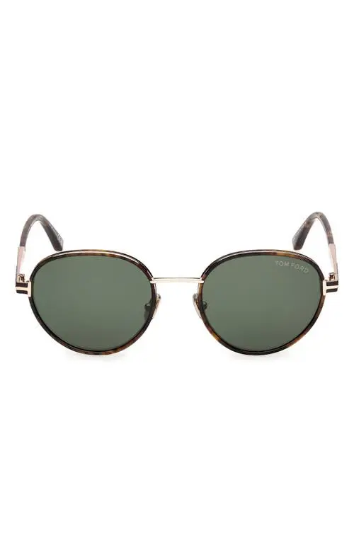 TOM FORD Jet Round Sunglasses - Havana Brown Rose Gold/green