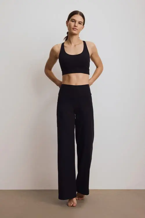 H&M Wide Sports Leggings With Softmove - Black