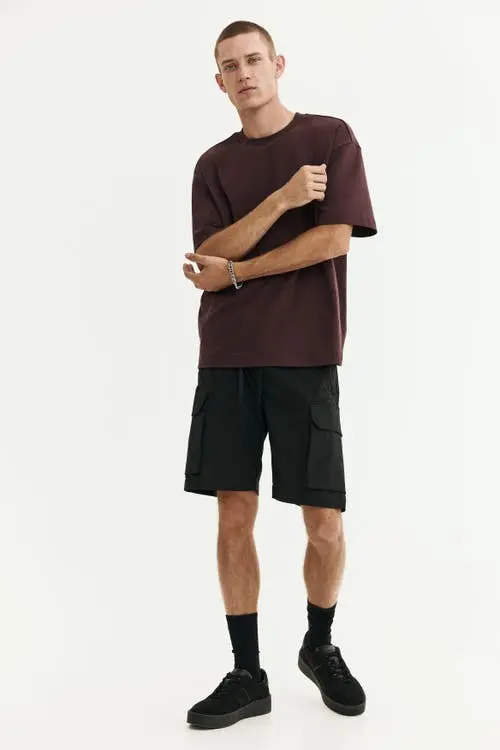 H&m Regular-fit Nylon Cargo Shorts - Black